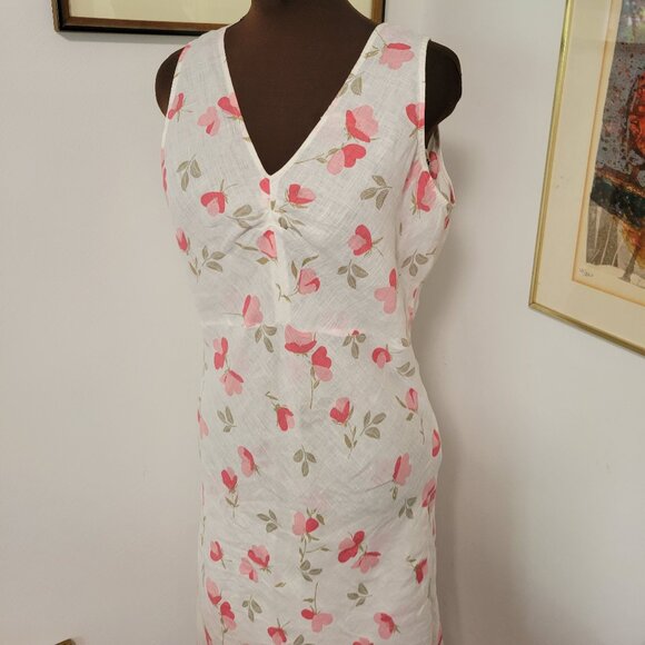 hobbs | Dresses | 0 Linen Rose Pattern Cut On The Bias Dress By Hobb Of ...